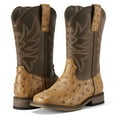 Rollda Western Cowboy Boots for Kids Boys Girls with Walking Heel Brown ...