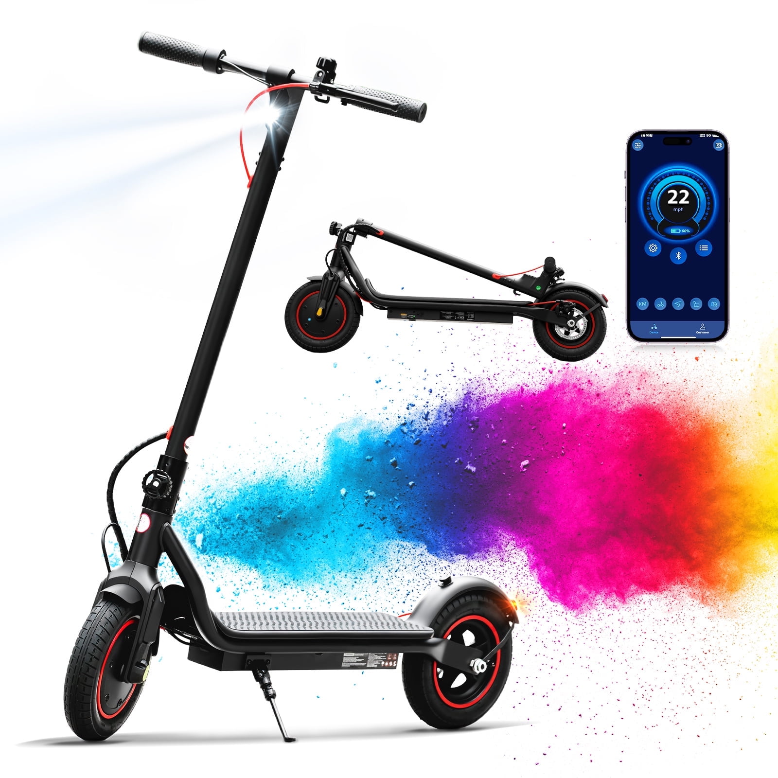 Rolldustry 500W Electric Scooter with 10” Tires, Max 22Mph & 23Miles ...