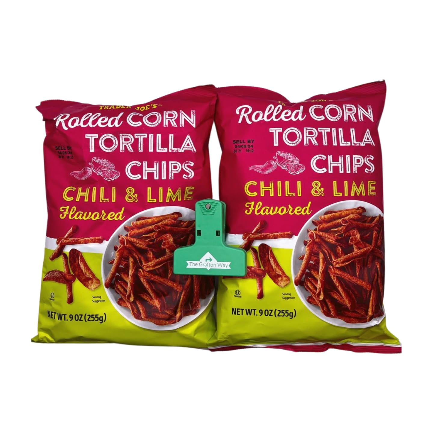 Rolled Corn Tortilla Chips Chili & Lime Flavored with Chip Clip (2 Pack ...