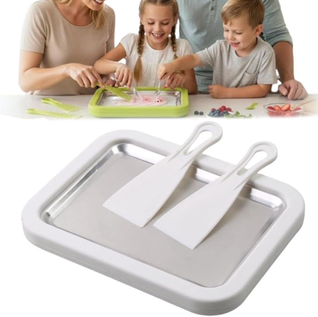 Rolled Ice Cream Maker, At-Home DIY Instant Freeze Ice Cream Plate with ...