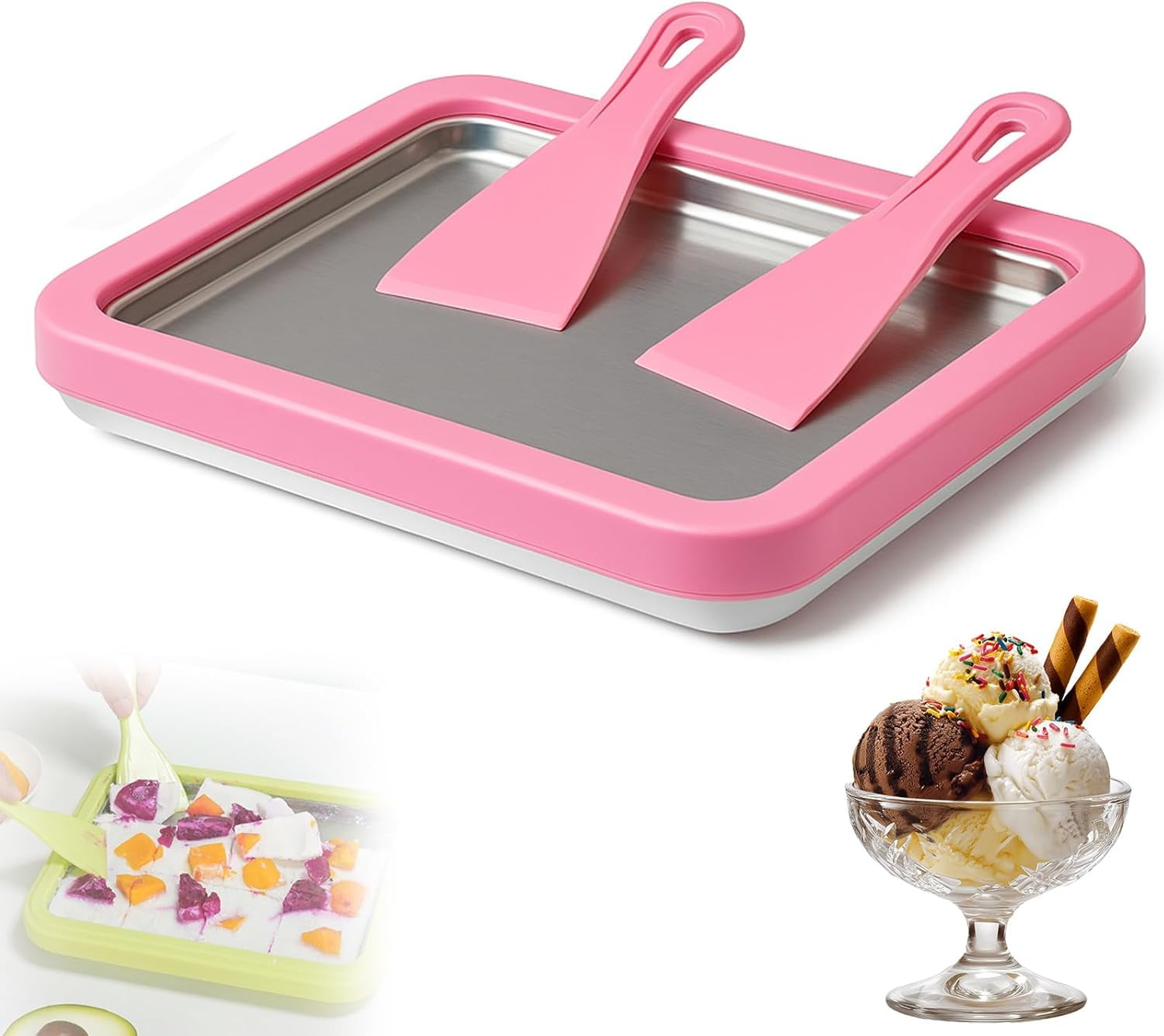 Rolled Ice Cream Maker - Rolled Ice Cream Tray Kit with Instant Freeze ...