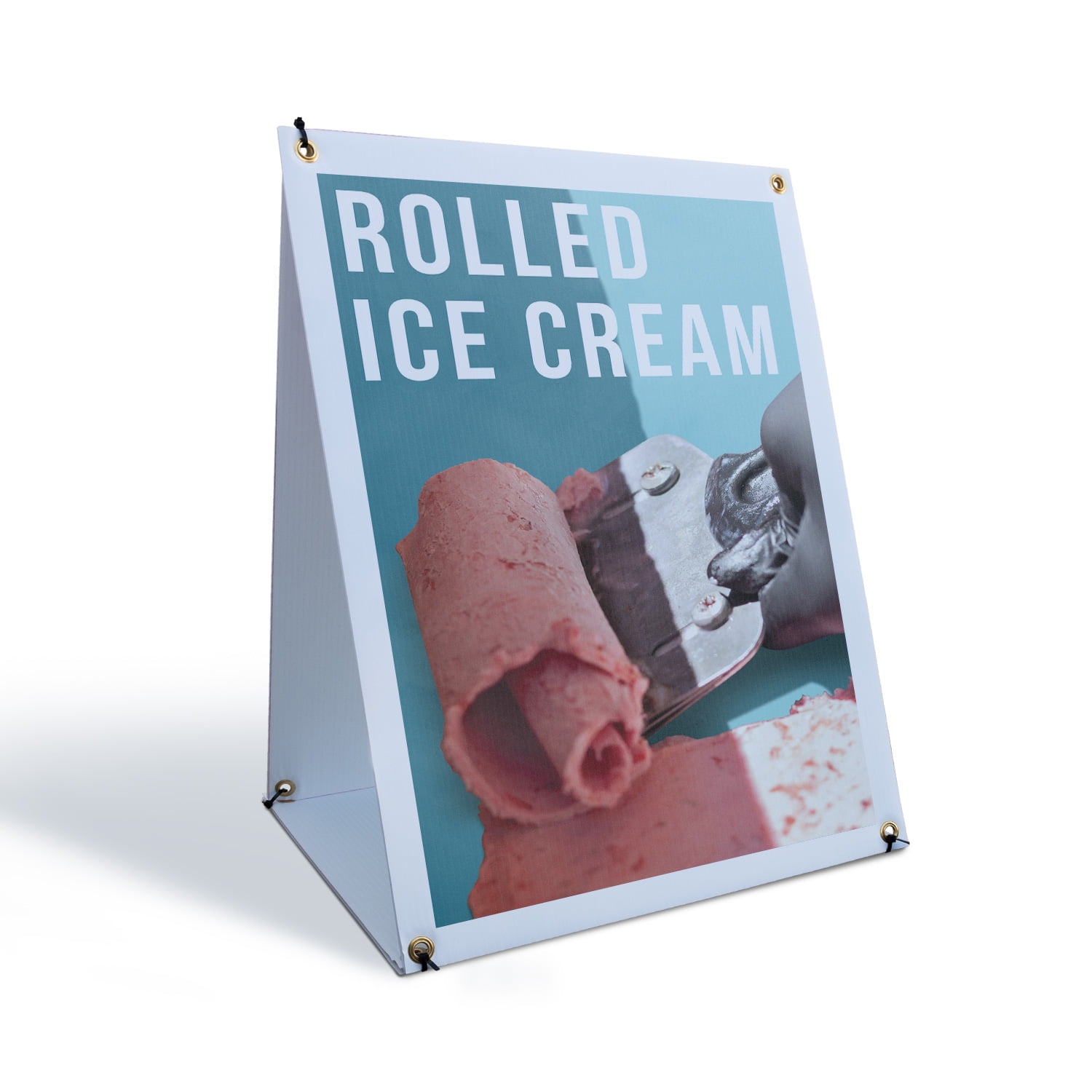 Rolled Ice Cream Sidewalk Sign 18 Inch x 24 Inch A-Frame Images On Both ...