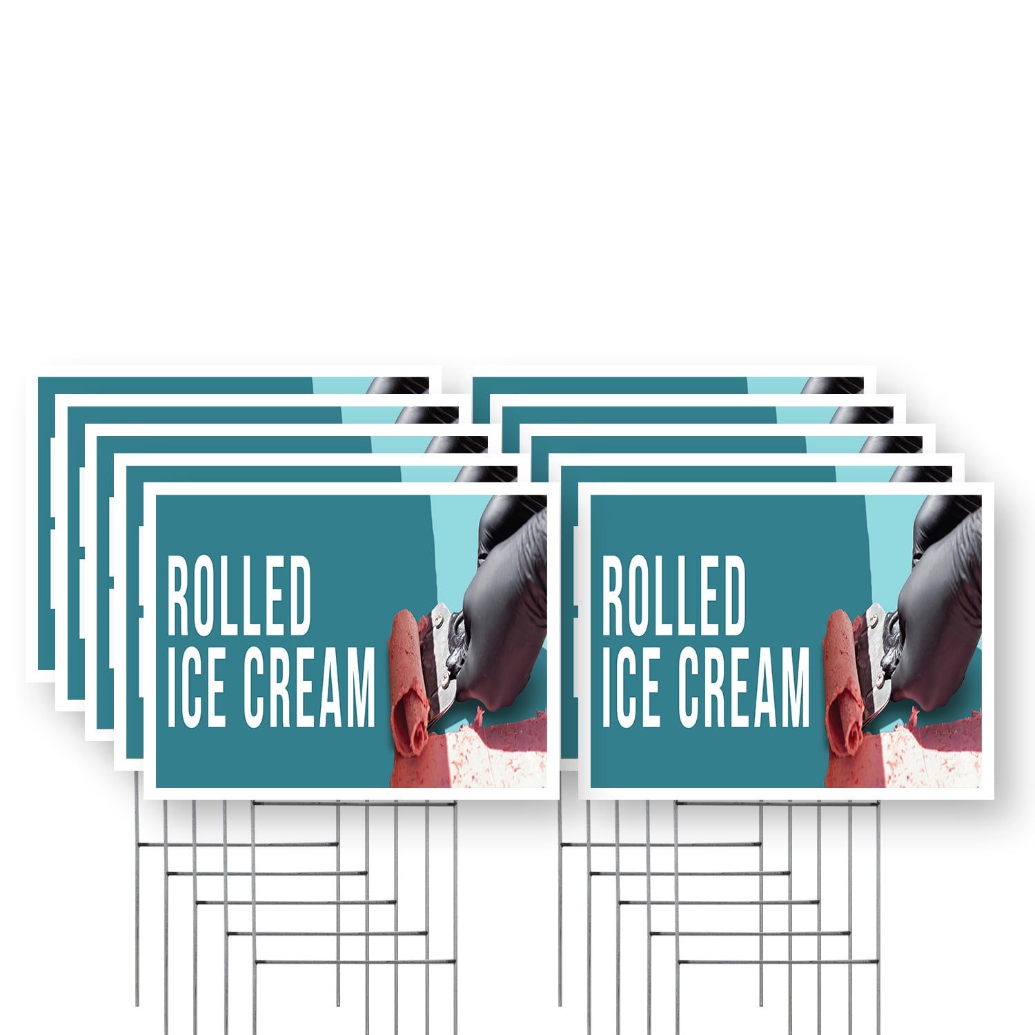 Rolled Ice Cream Yard Sign 10 Pack of 18 Inch x 24 Inch Double Sided ...