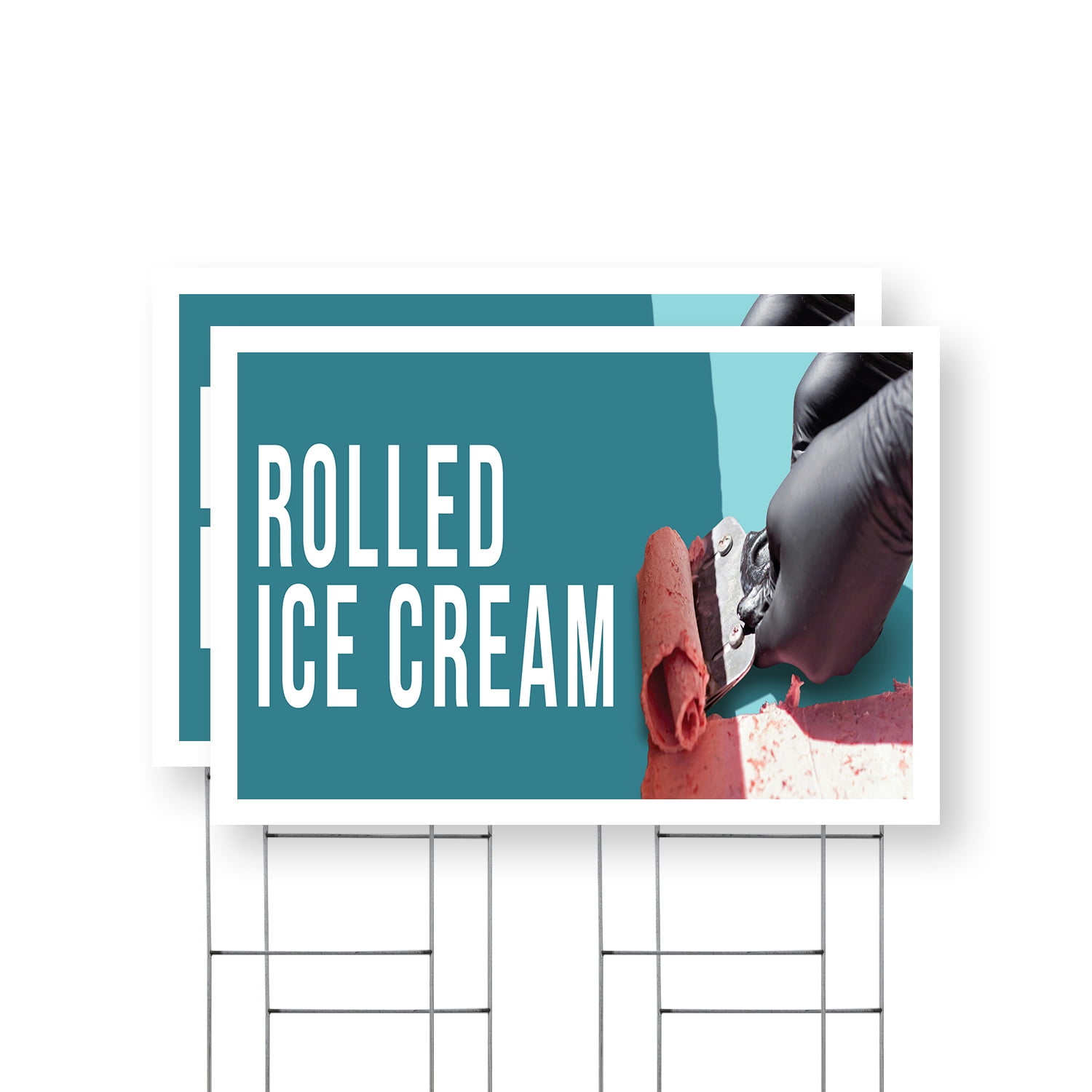 Rolled Ice Cream Yard Sign 2 Pack of 24 Inch x 36 Inch Double Sided ...