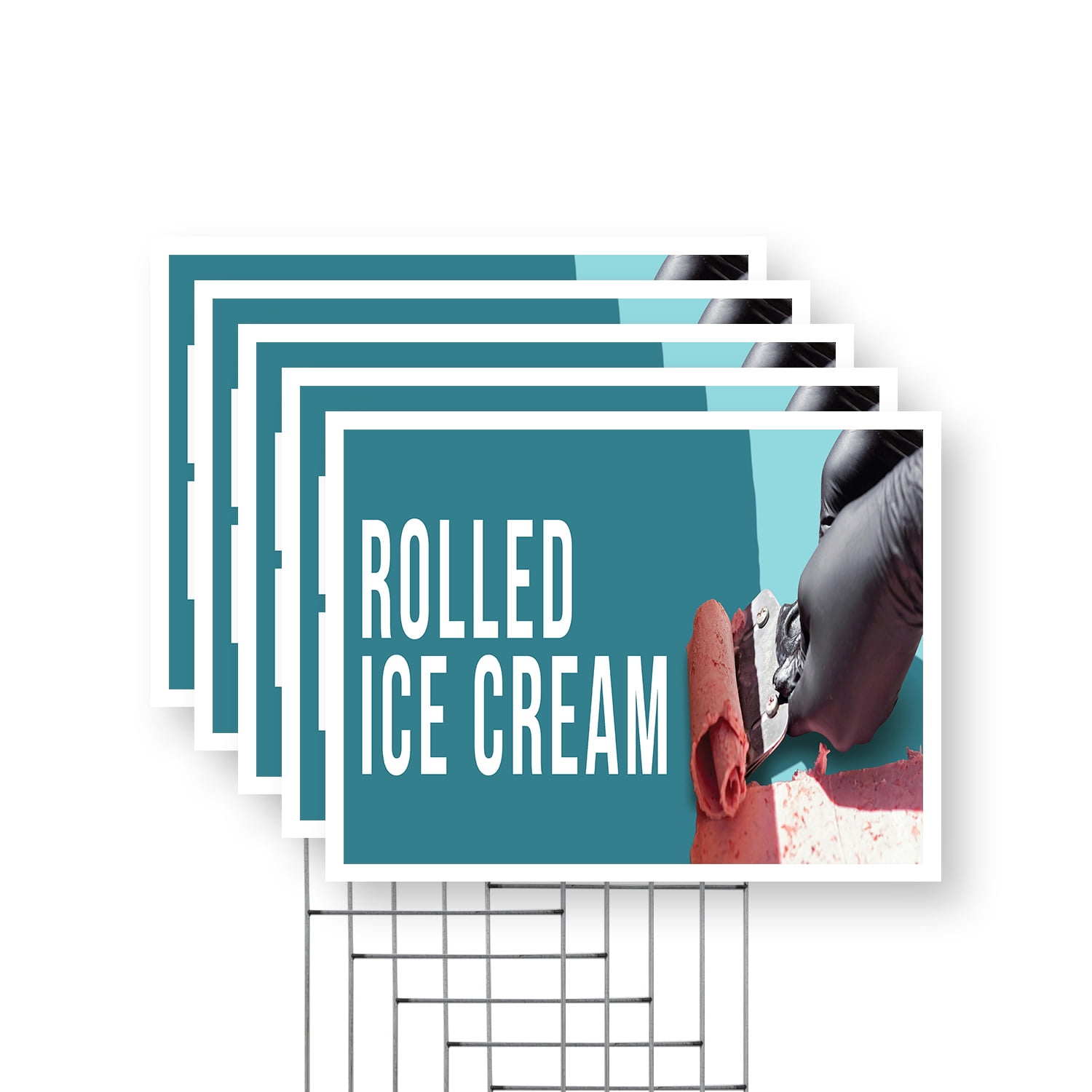 Rolled Ice Cream Yard Sign 5 Pack of 12 Inch x 16 Inch Single Sided ...
