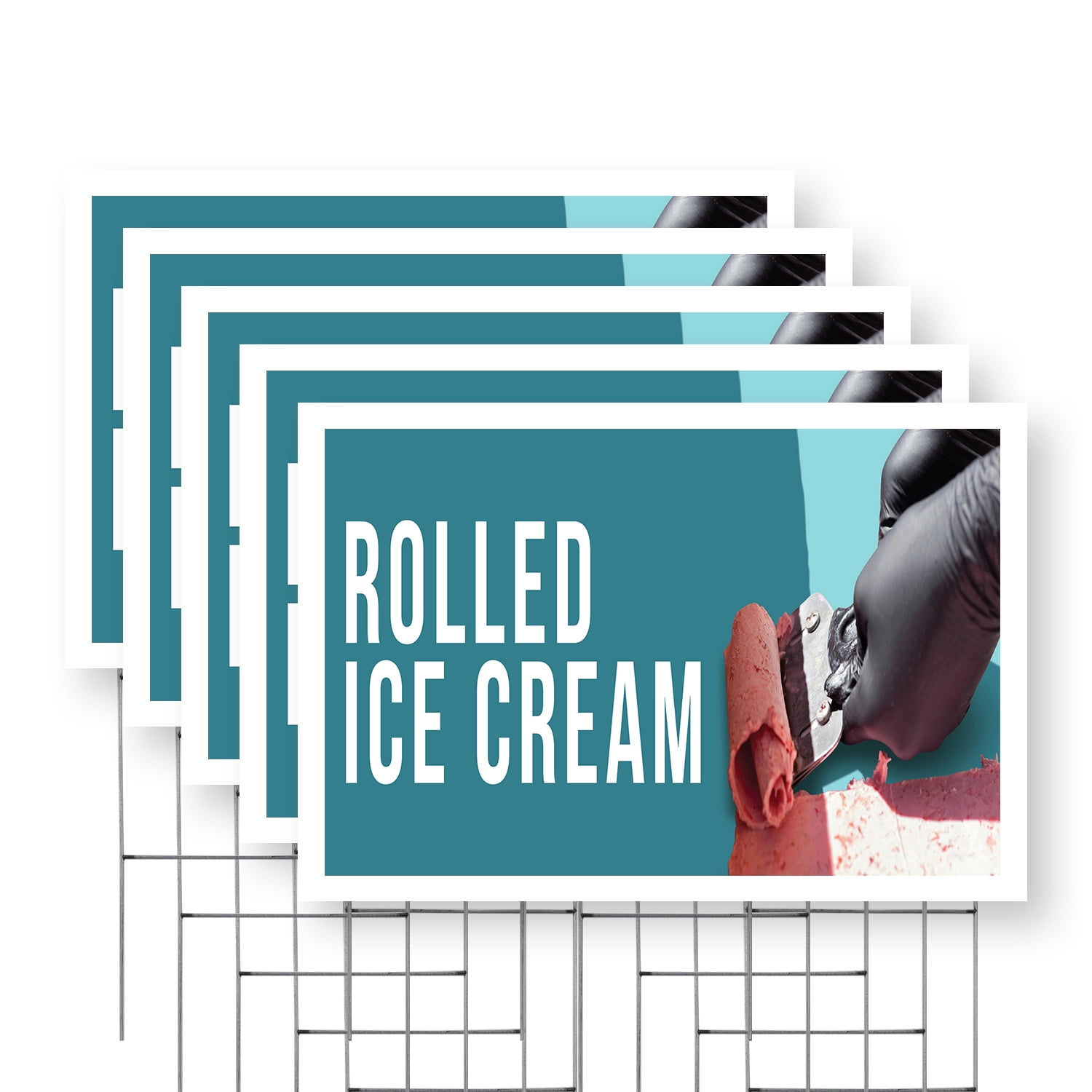Rolled Ice Cream Yard Sign 5 Pack of 24 Inch x 36 Inch Double Sided ...