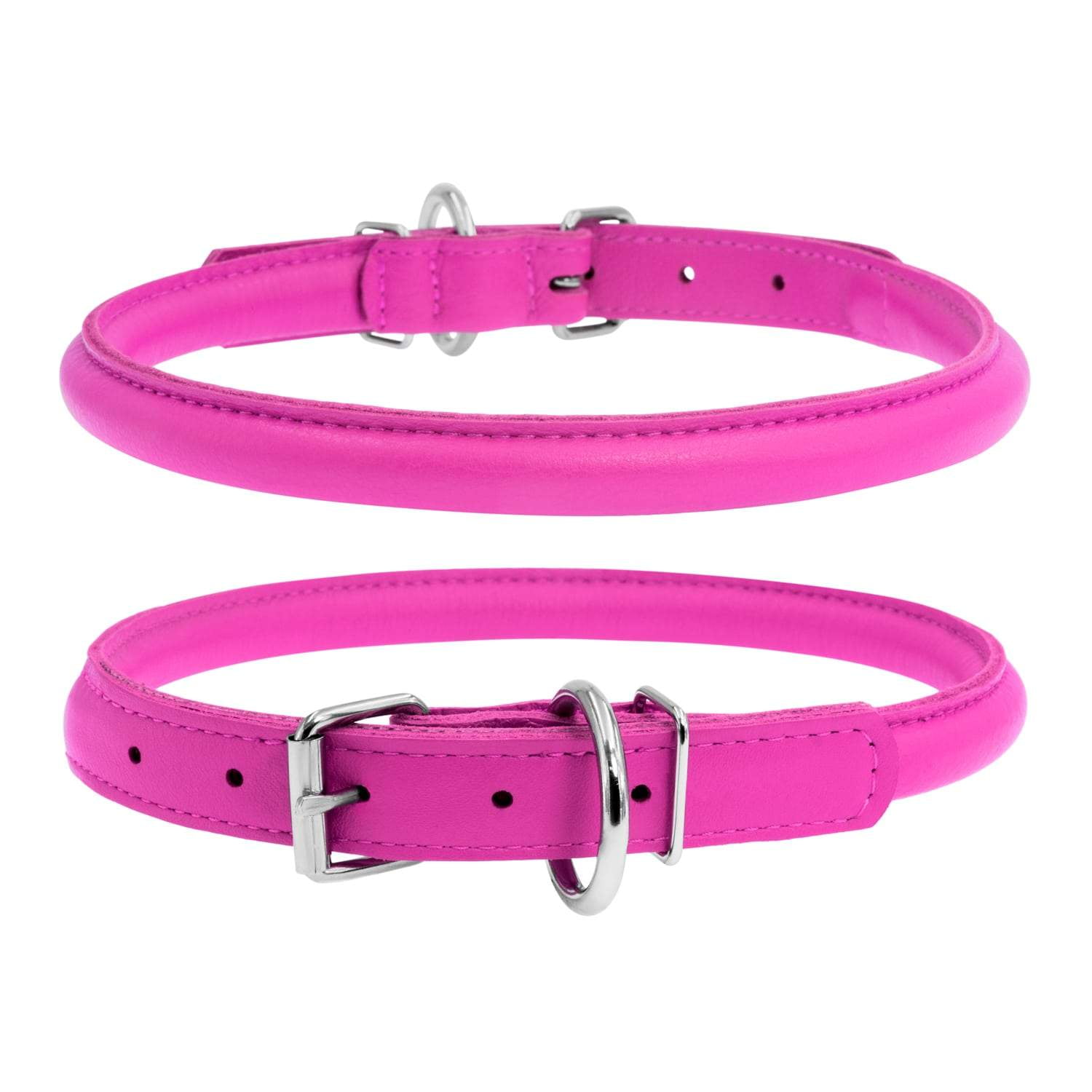 Rolled Leather Dog Collar | Handmade Genuine Leather Soft Round Rope ...