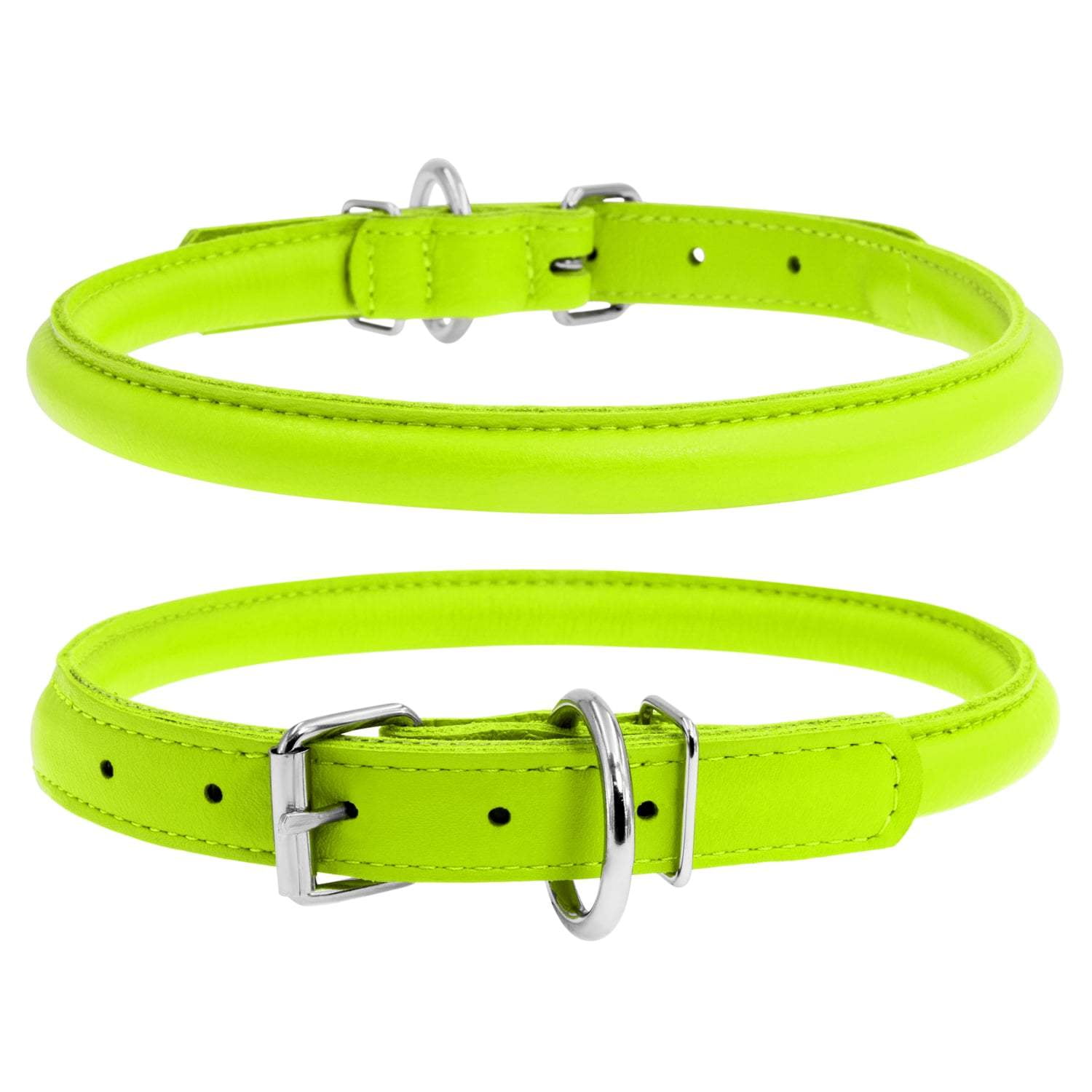 Rolled Leather Dog Collar | Handmade Genuine Leather Soft Round Rope ...