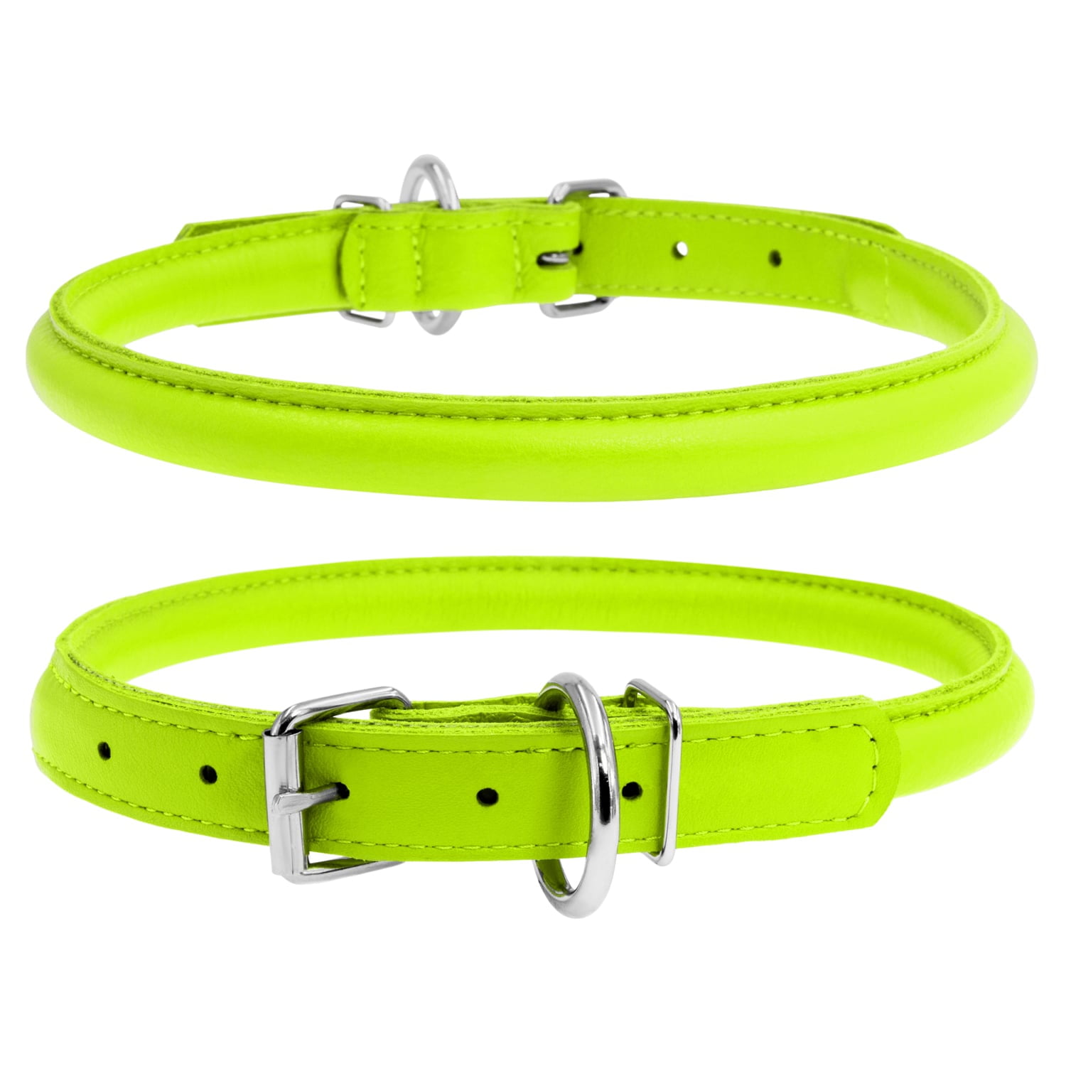 Rolled Leather Dog Collar | Handmade Genuine Leather Soft Round Rope ...