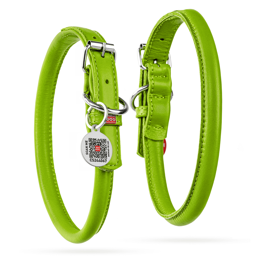 Rolled Leather Dog Collar | Soft Padded & Adjustable Round Rope Puppy ...