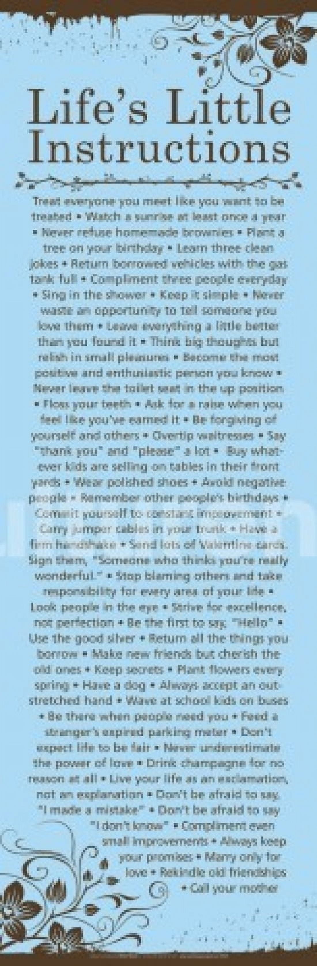 Rolled Poster Life's Little Instructions 36" X 12" Framed Poster ...