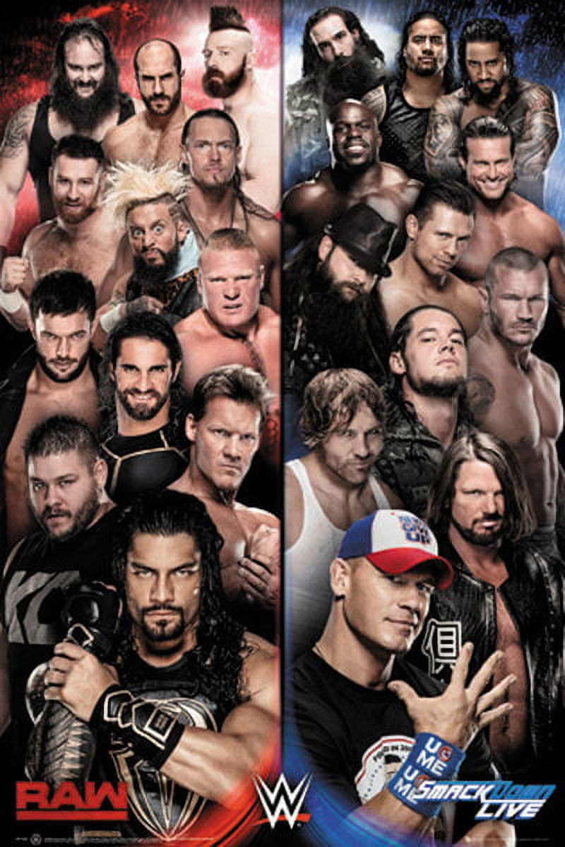 Rolled Poster WWE Raw v Smackdown 24 x 36 Framed Poster - Walmart.com