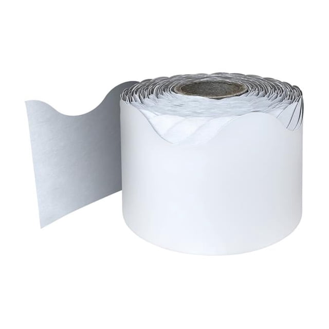 Rolled Scalloped Borders, White - 3 Roll - Walmart Business Supplies