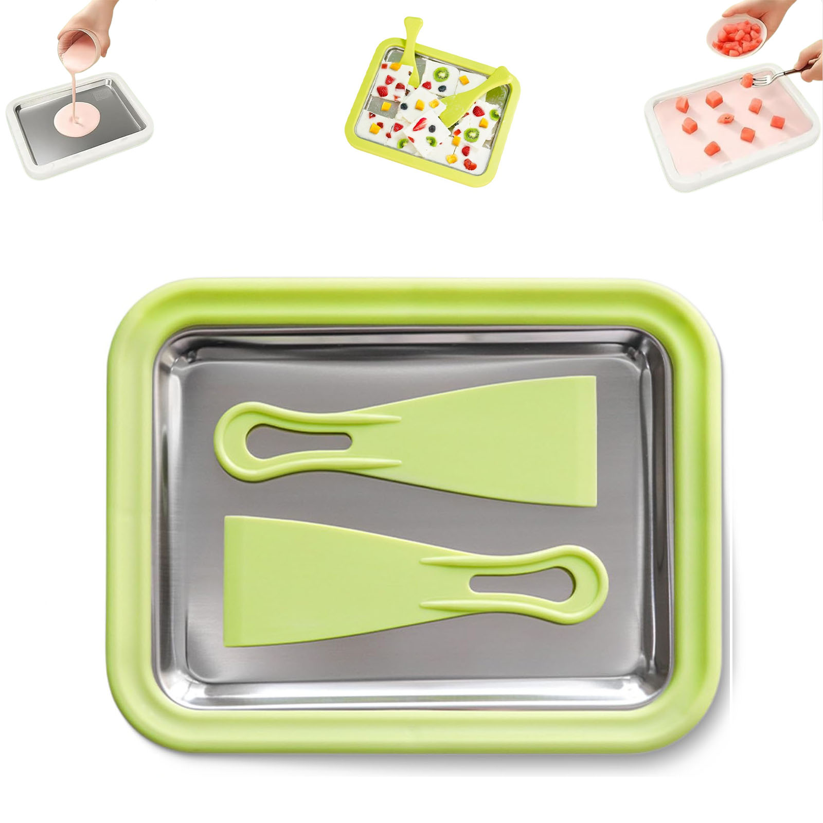 Rolled ice Cream Maker with 2 Spatulas, 2026 New Rolled ice Cream Tray ...