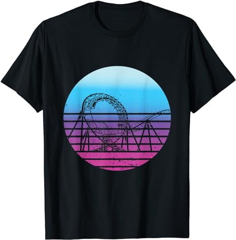 Roller Coaster Amusement Park Vintage Loop Twisted Ride T-Shirt ...