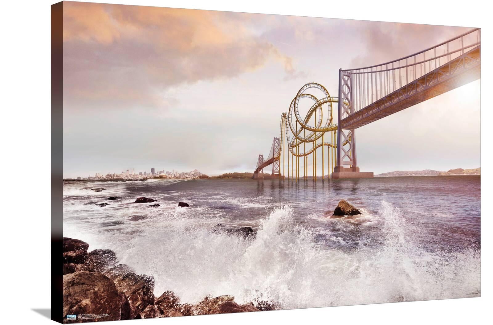 Roller Coaster Bridge Canvas Wall Poster, 22.375" x 34" - Walmart.com