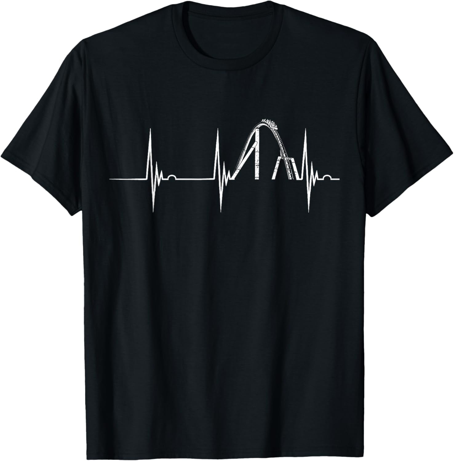 Roller Coaster Heartbeat EKG Pulse Theme Park Thrillseeker T-Shirt ...