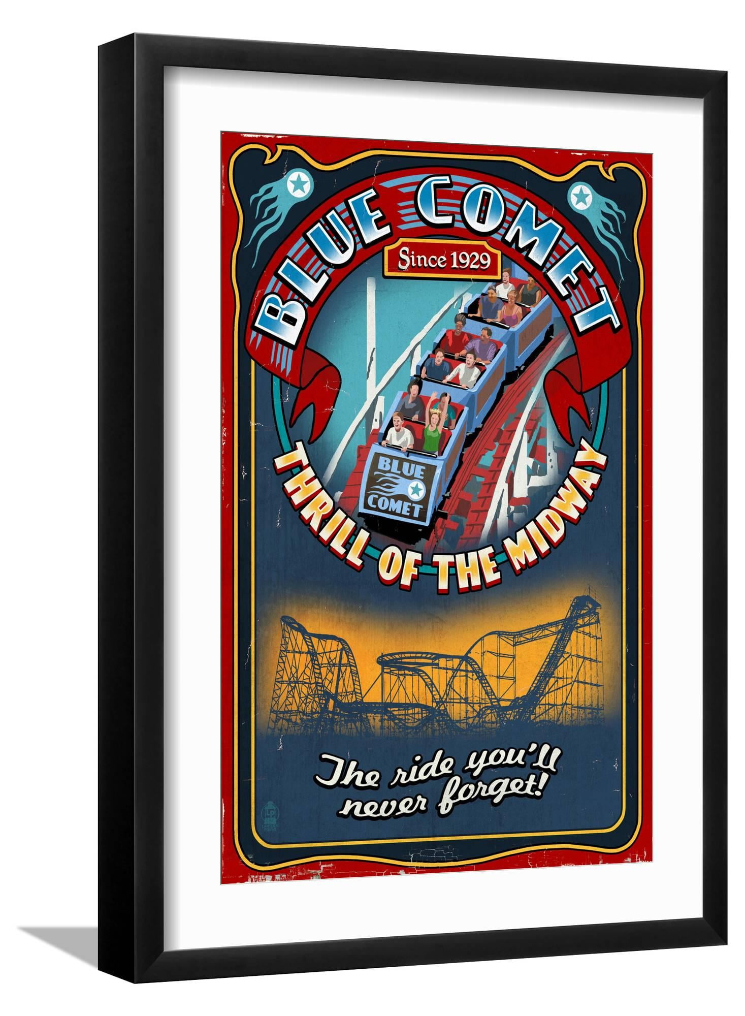 Art.com Roller Coaster - Vintage Sign Art Print by Lantern Press, Black ...