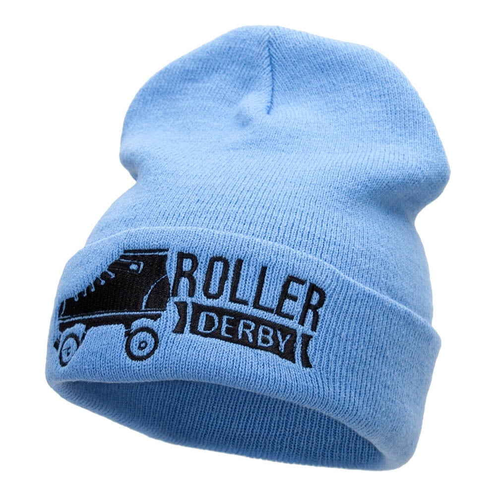 Roller Derby Roller Skate Embroidered Long Beanie - Sky Blue OSFM ...