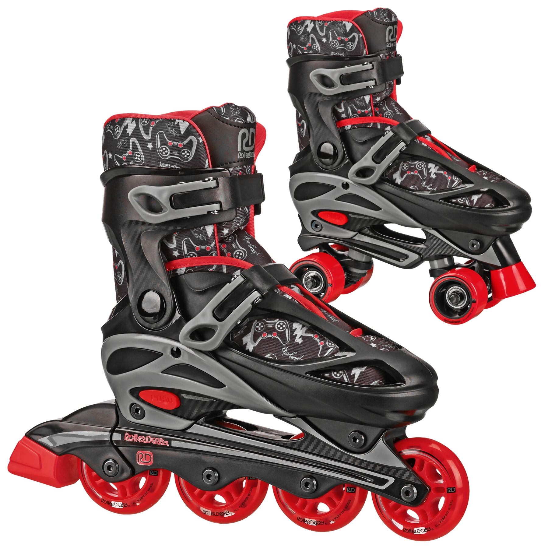 Roller Derby Sprinter Boy's 2n1 Adjustable Quad and Inline Skate Combo ...