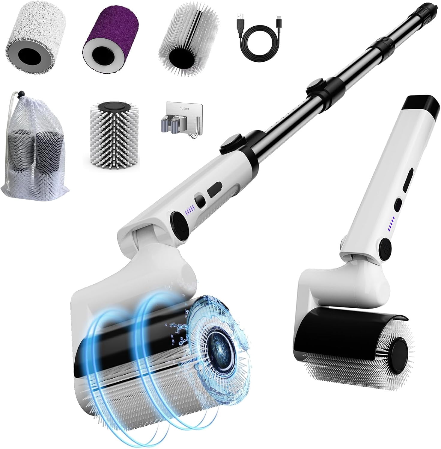 Roller Electric Spin Scrubber - 2-Speed Waterproof Cordless Power ...