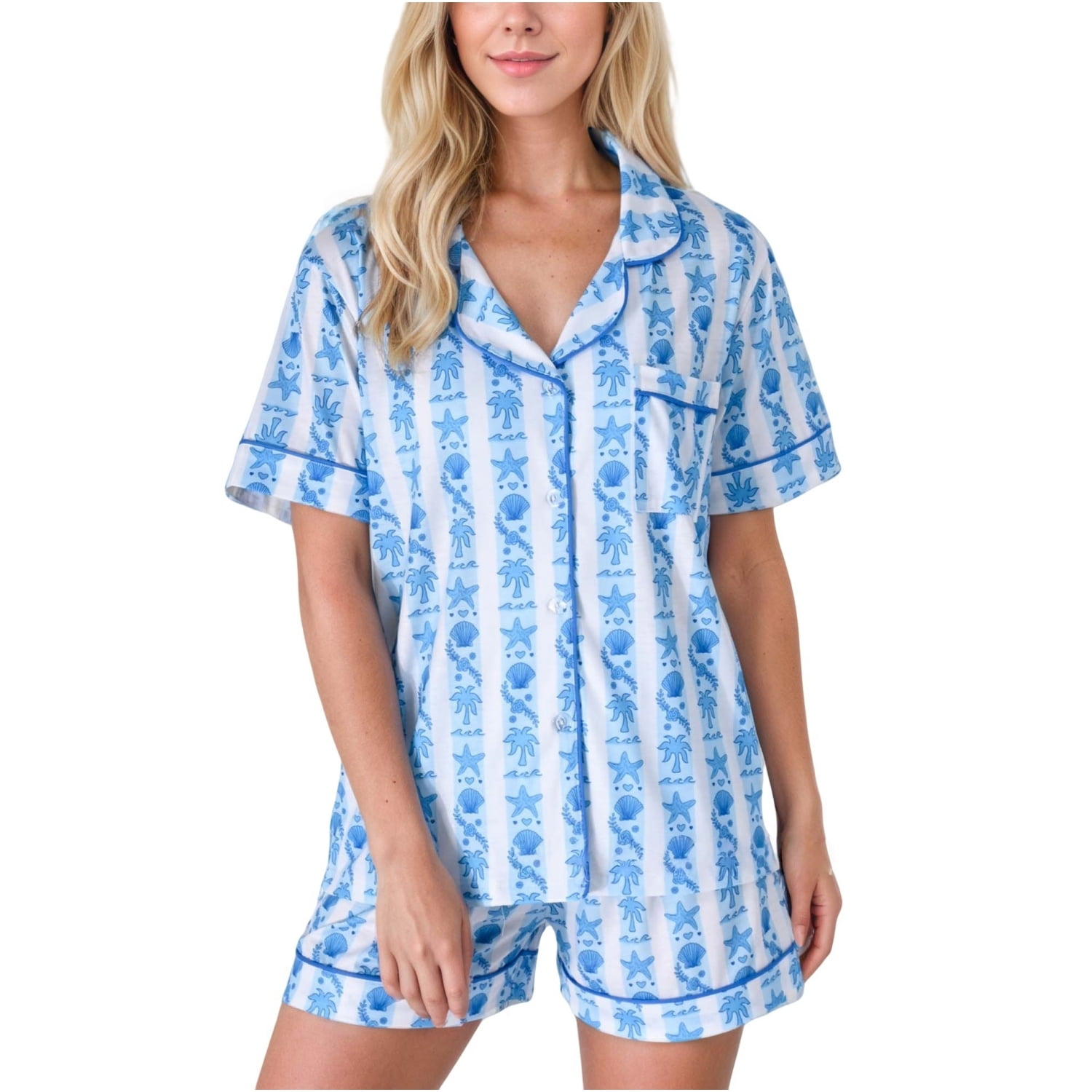 Roller Rabbit Pajamas Set Women's Cute Preppy Palm Starfish Pajamas ...