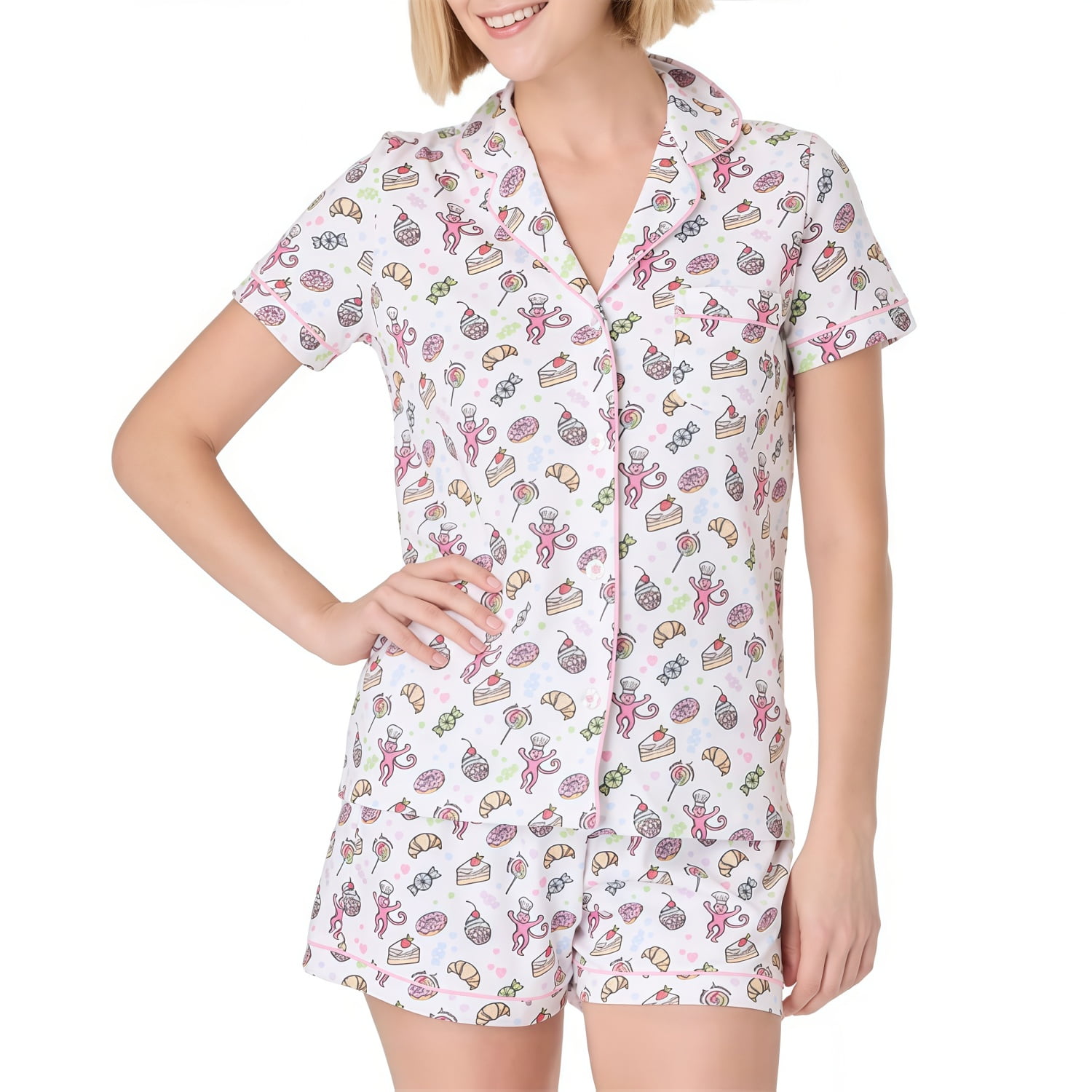 Roller Rabbit Pajamas Set Women's Cute Preppy monkey Pajamas Lounge Set ...