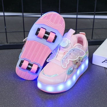 KOFUBOKE Kids Rollerblade Sneakers, Double Wheel LED Light Up Shoes ...