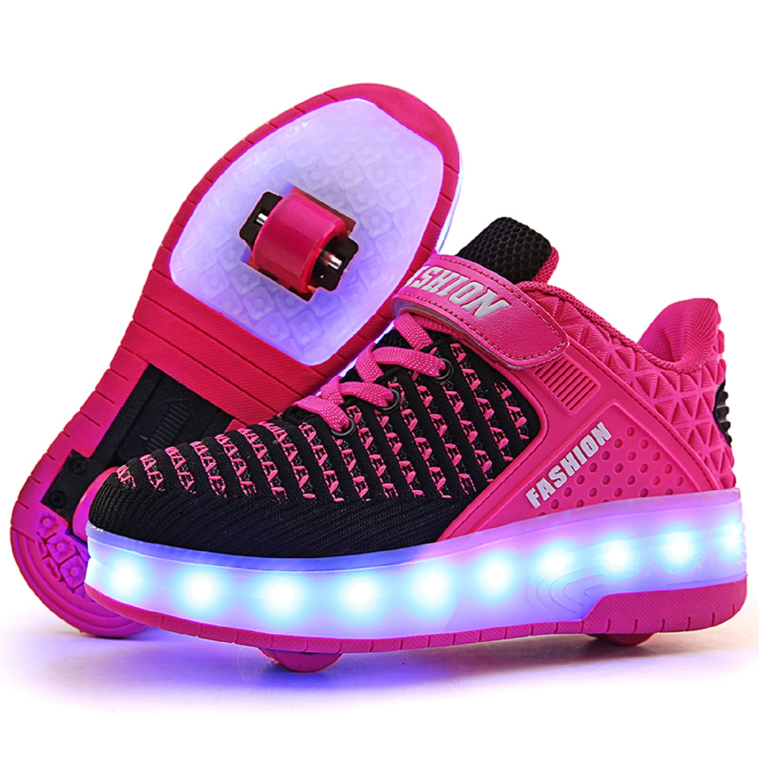 Roller Skate Shoes LED Light Up Sneaker with Wheels Roller Shoes USB ...