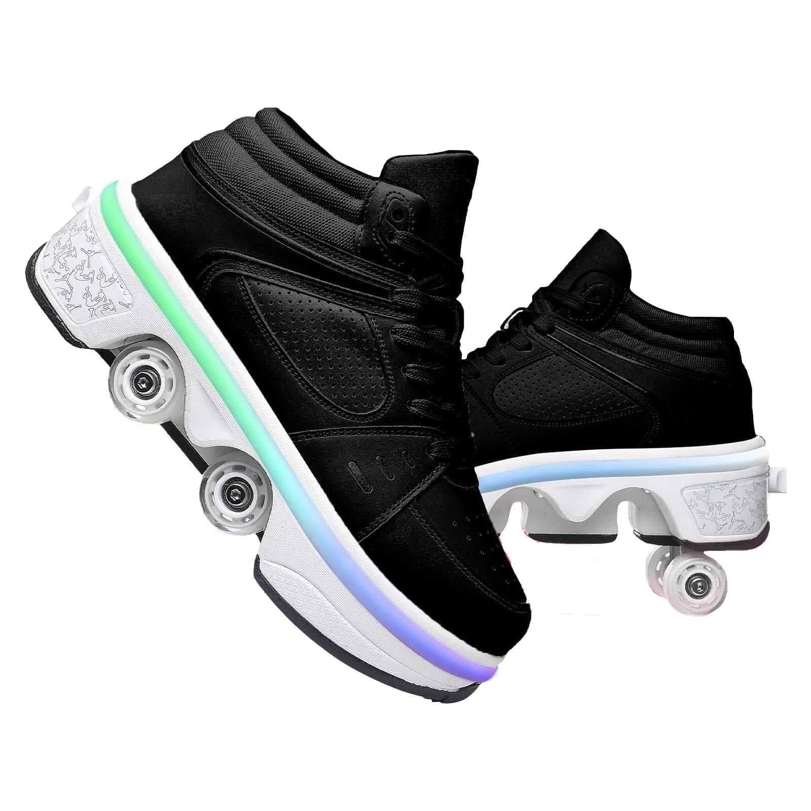 Roller Skate Shoes for Men, Double-Row Deform Wheel Automatic Walking ...