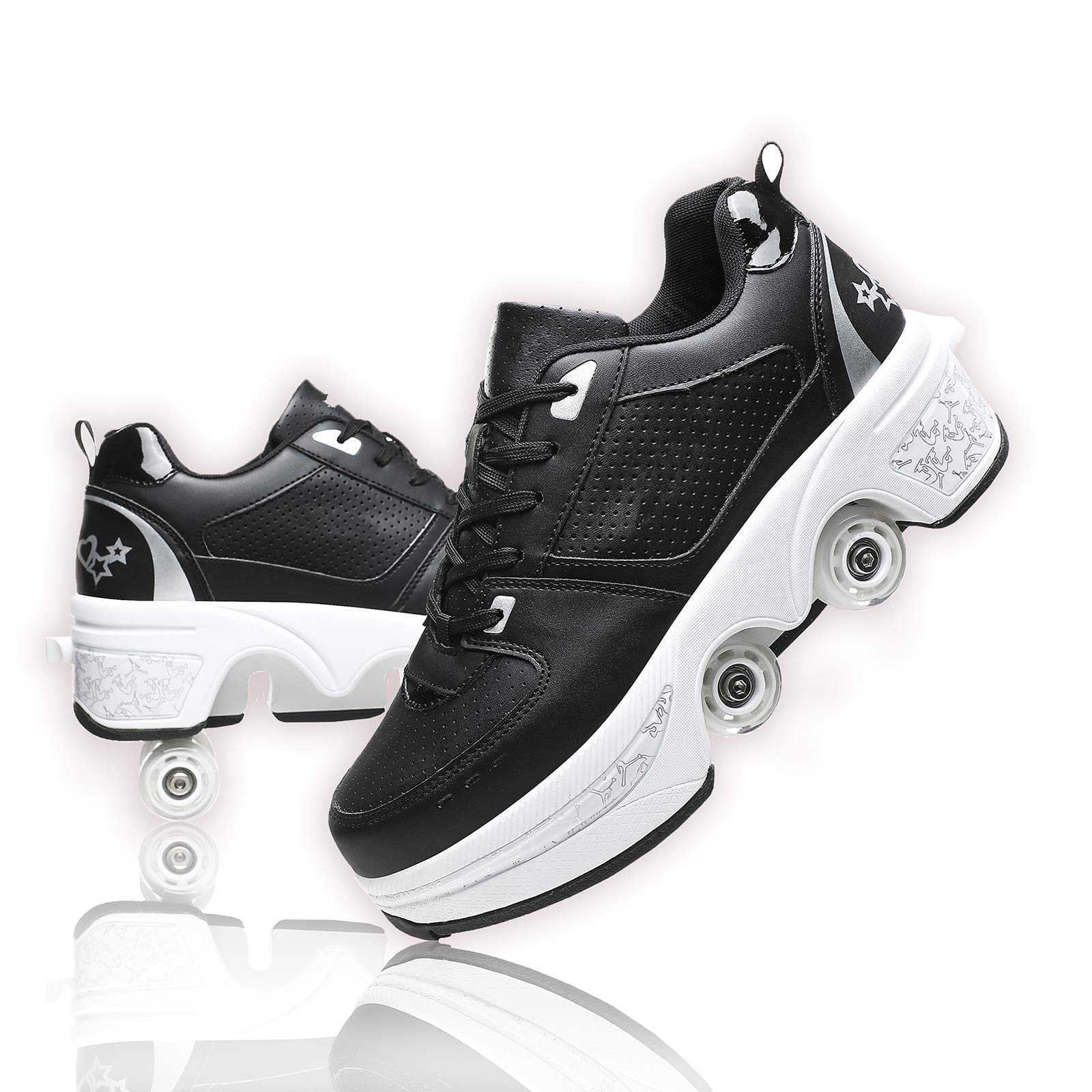Roller Skate Shoes for Men, Double-Row Deform Wheel Automatic Walking ...