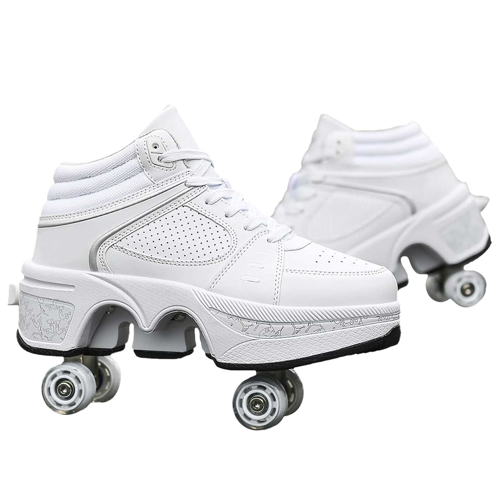 Roller Skate Shoes for Men, Double-Row Deform Wheel Automatic Walking ...