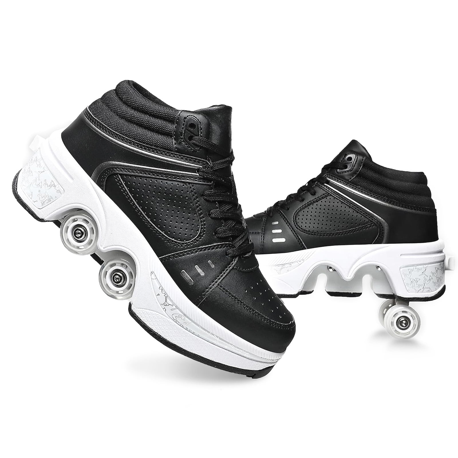 Roller Skate Shoes for Men, Double-Row Deform Wheel Automatic Walking ...
