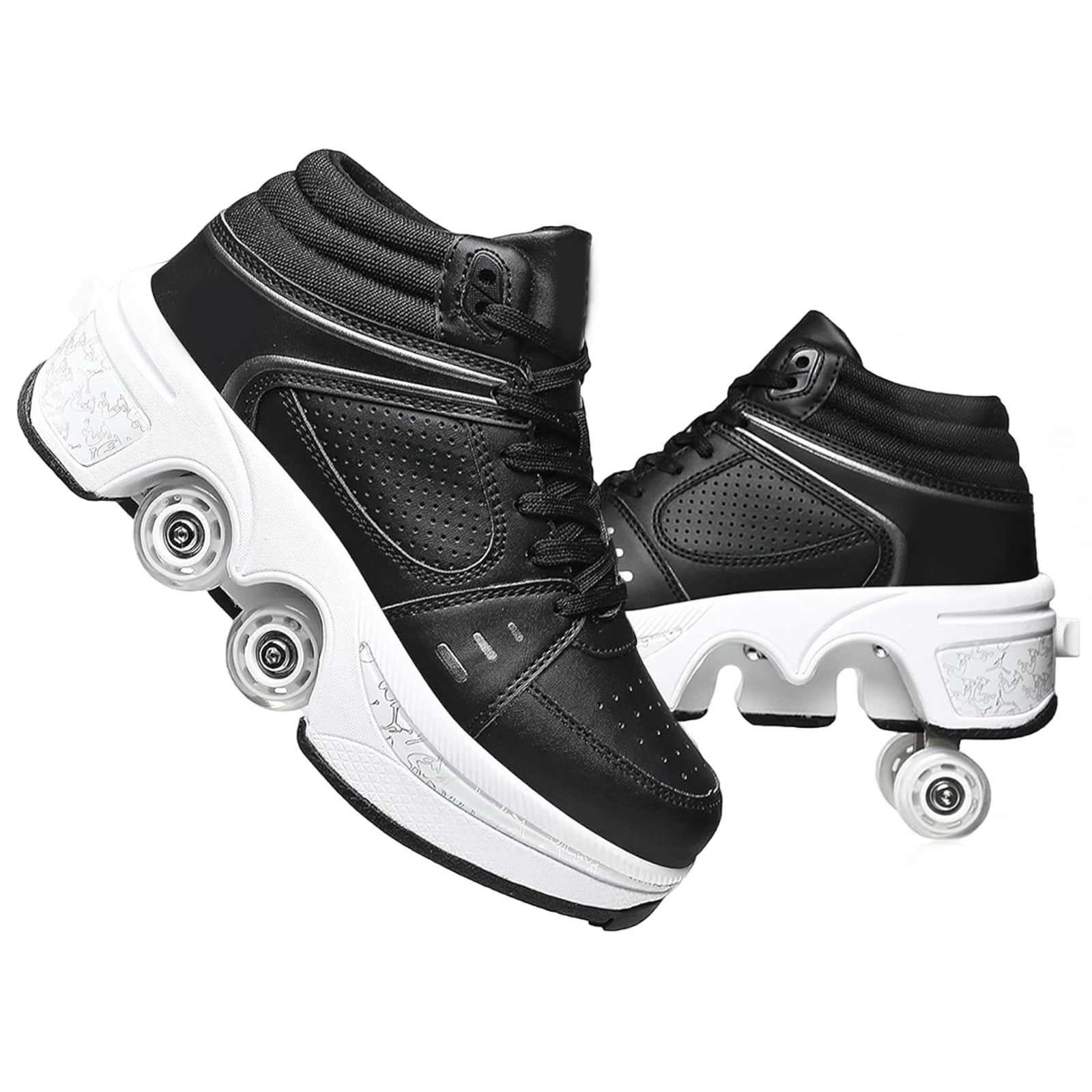 Roller Skate Shoes for Women,Double-Row Deform Wheel Shoe Skate,Shoes ...