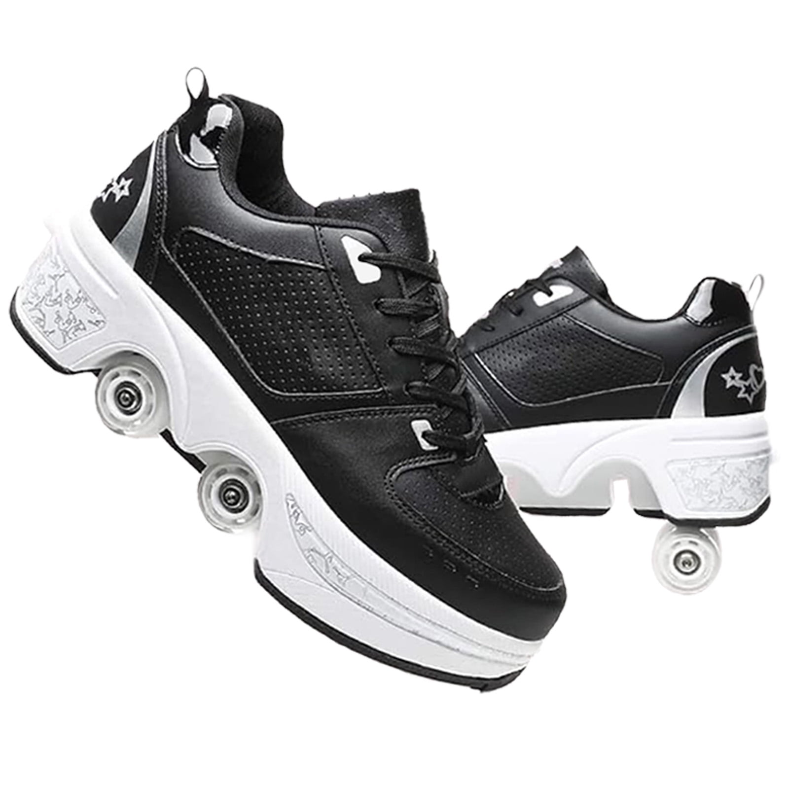 Roller Skate Shoes for Women,Double-Row Deform Wheel Shoe Skate,Shoes ...