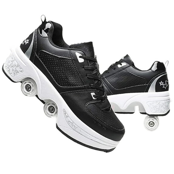 Roller Skate Shoes for Women,Double-Row Deform Wheel Shoe Skate,Shoes ...