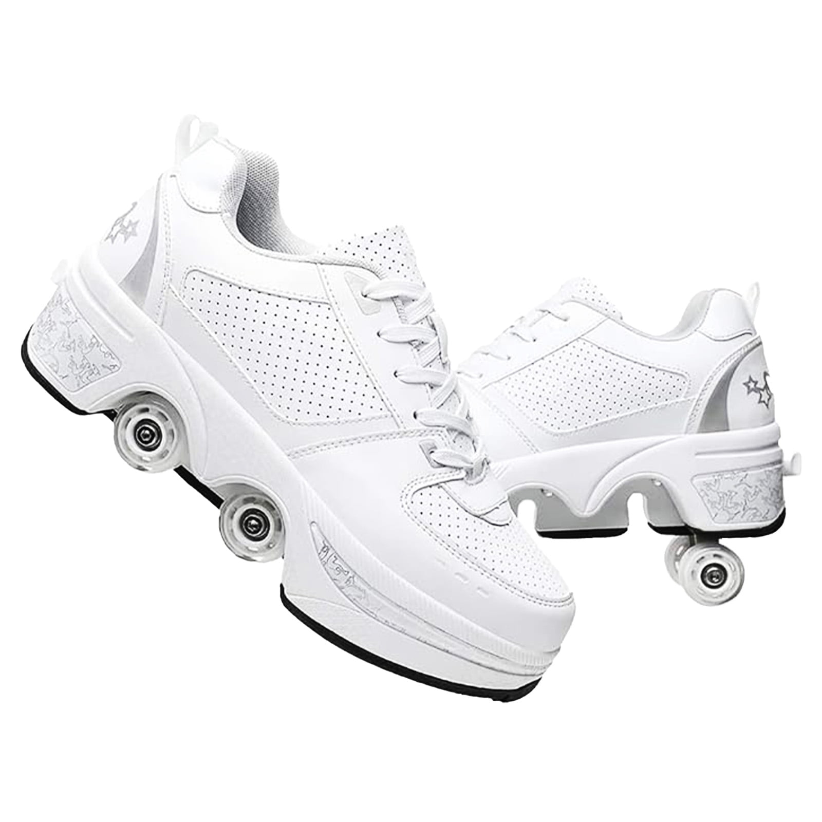 Roller Skate Shoes for men,Double-Row Deform Wheel Shoe Skate,Shoes ...