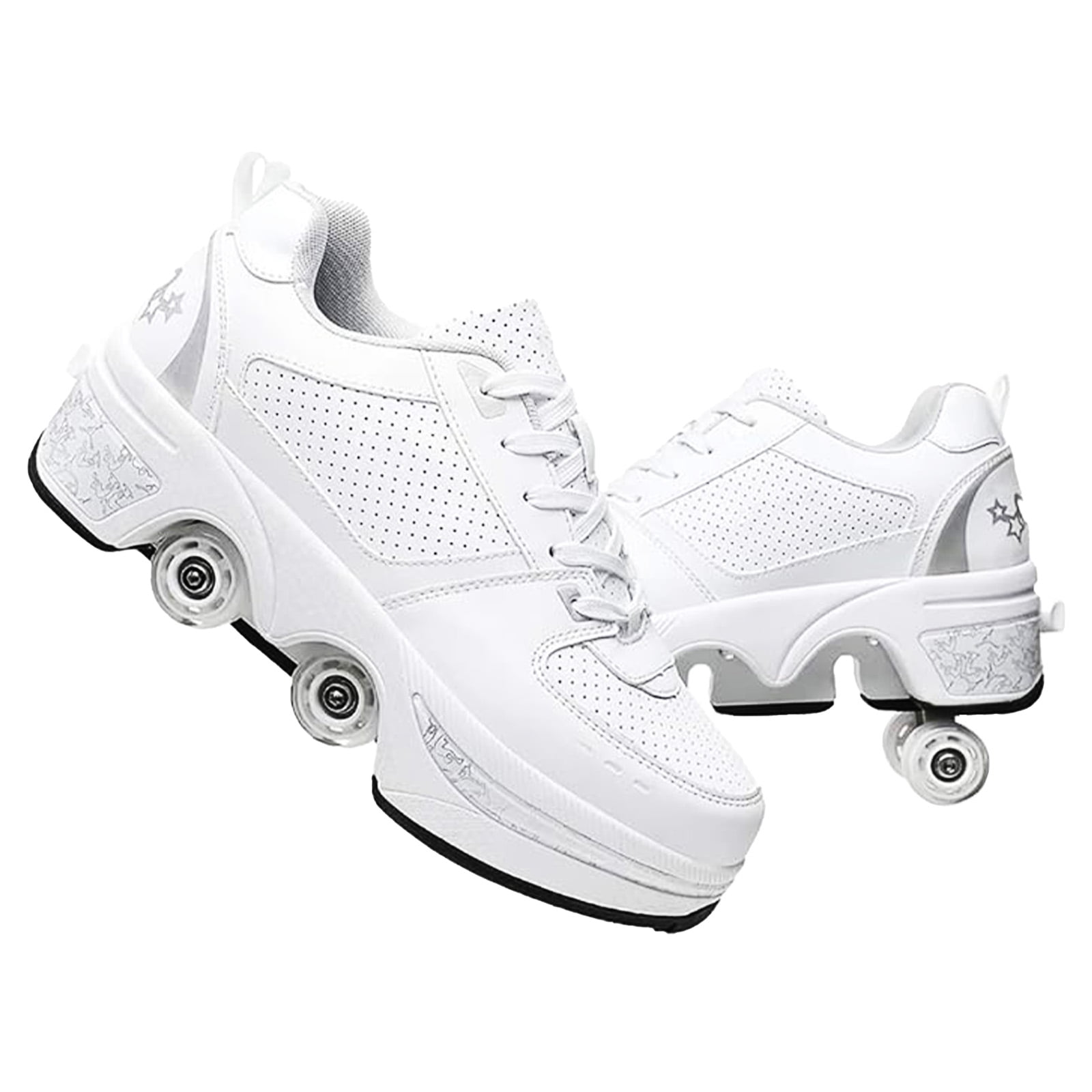 Roller Skate Shoes for Women,Double-Row Deform Wheel Shoe Skate,Shoes ...