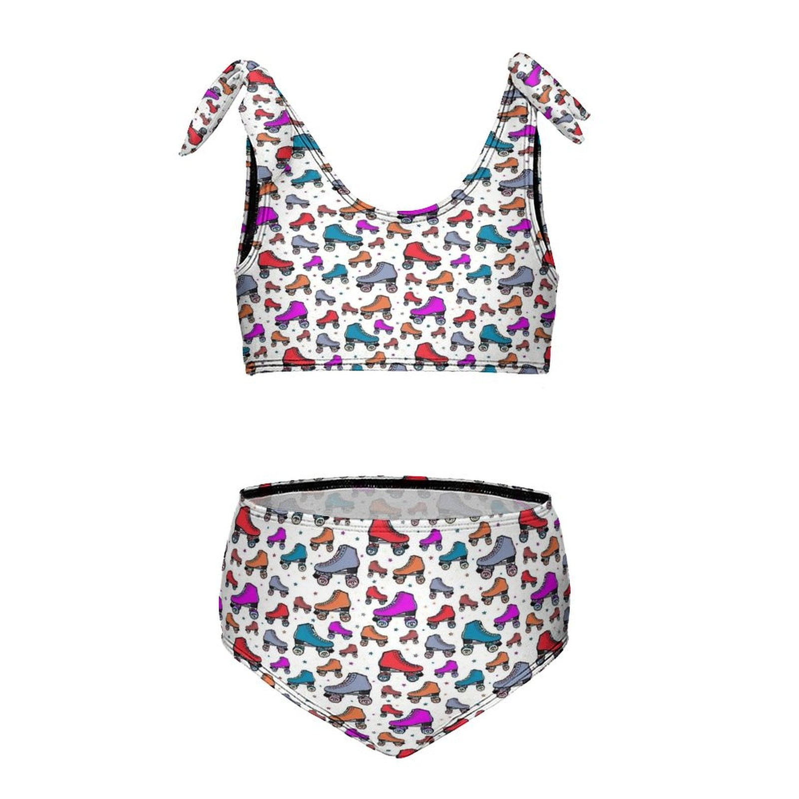 Roller Skates 80s Pattern Girl's 2 Piece Bikini Set Beach Sport ...