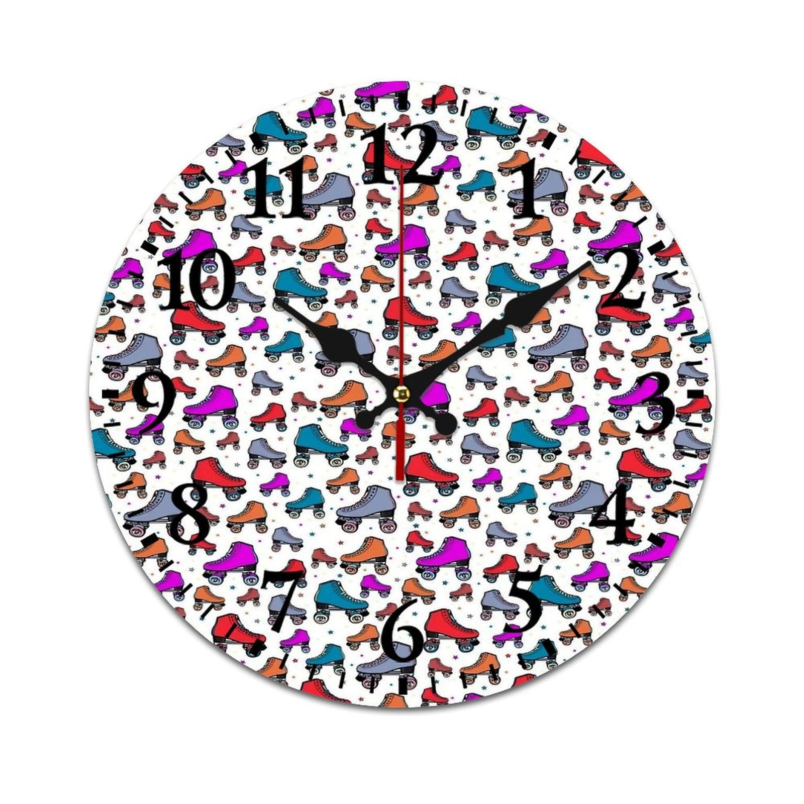 Roller Skates 80s Pattern Wall Clock Modern Design Clocks Wall Hanging ...