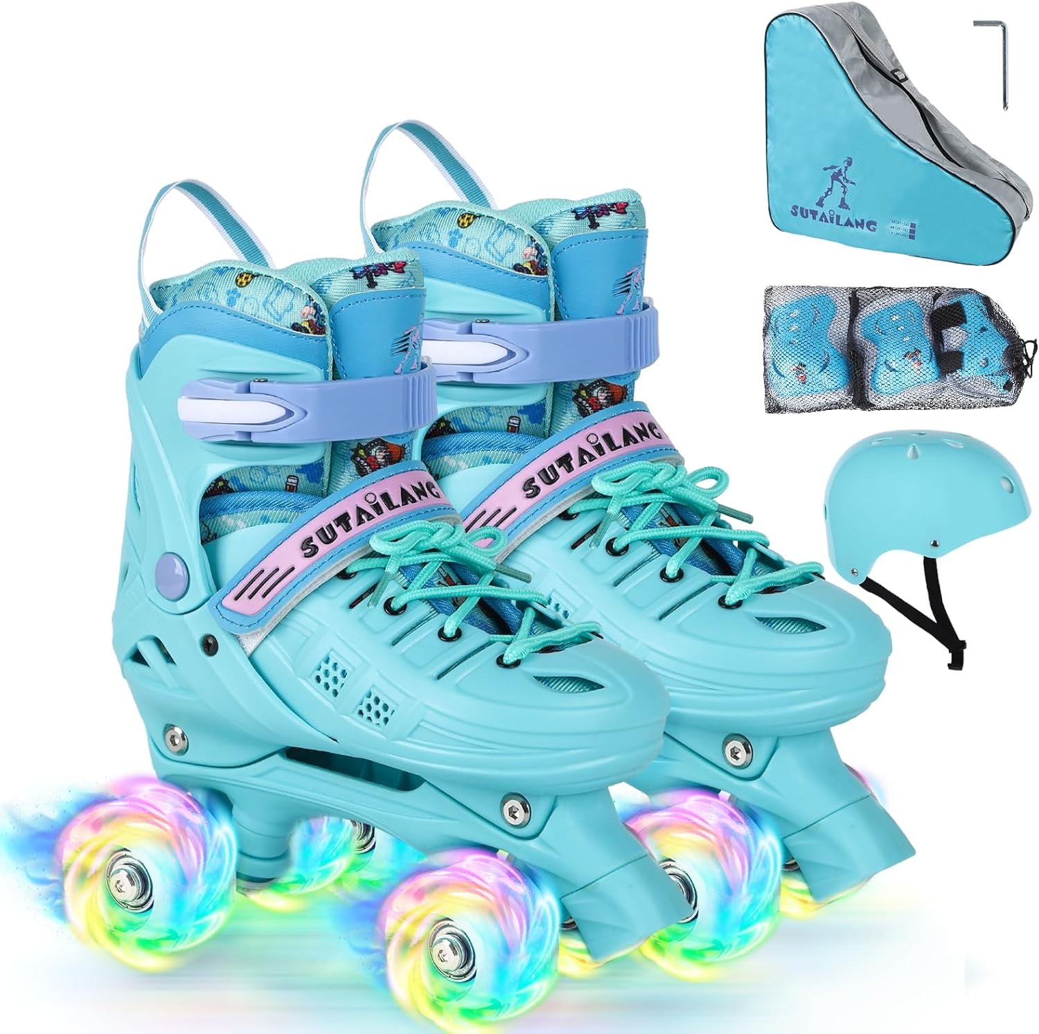 Roller Skates, Adjustable Roller Skates with Light up Wheels for Girls ...