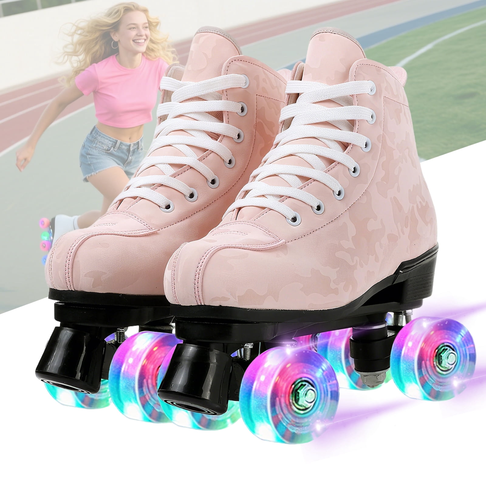 GAMBE Roller Skates, Double Row Roller Skates, Cool Light Up Quad ...