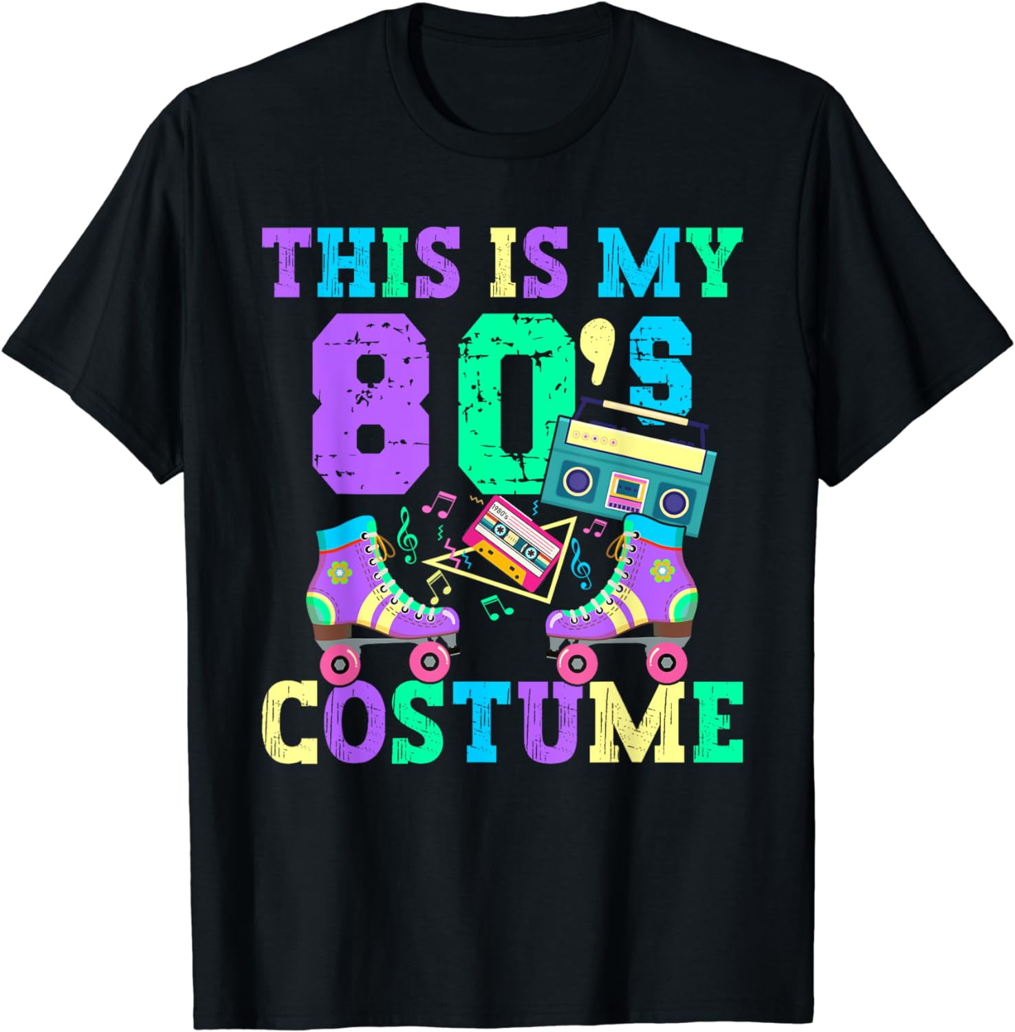 Roller Skates Retro This Is My 80's Costume 80s Themed Party T-Shirt ...