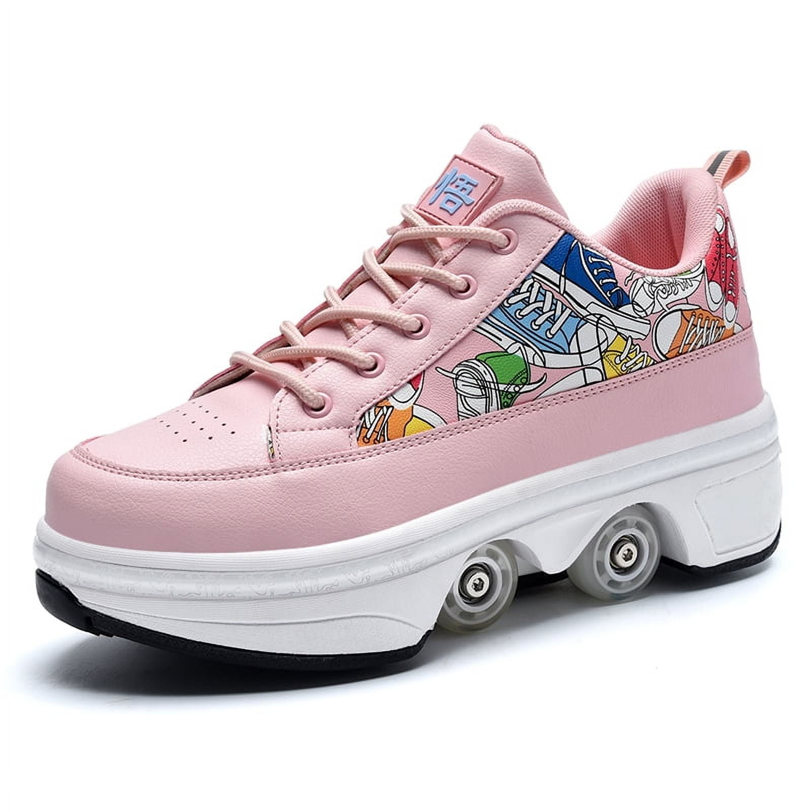 Roller Skates for Women Men, Shoes with Wheels for Girls, Kick Rollers ...