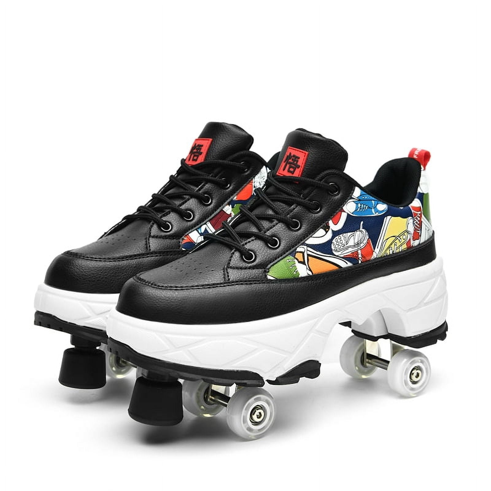 Roller Skates for Women Men, Shoes with Wheels for Girls, Kick Rollers ...