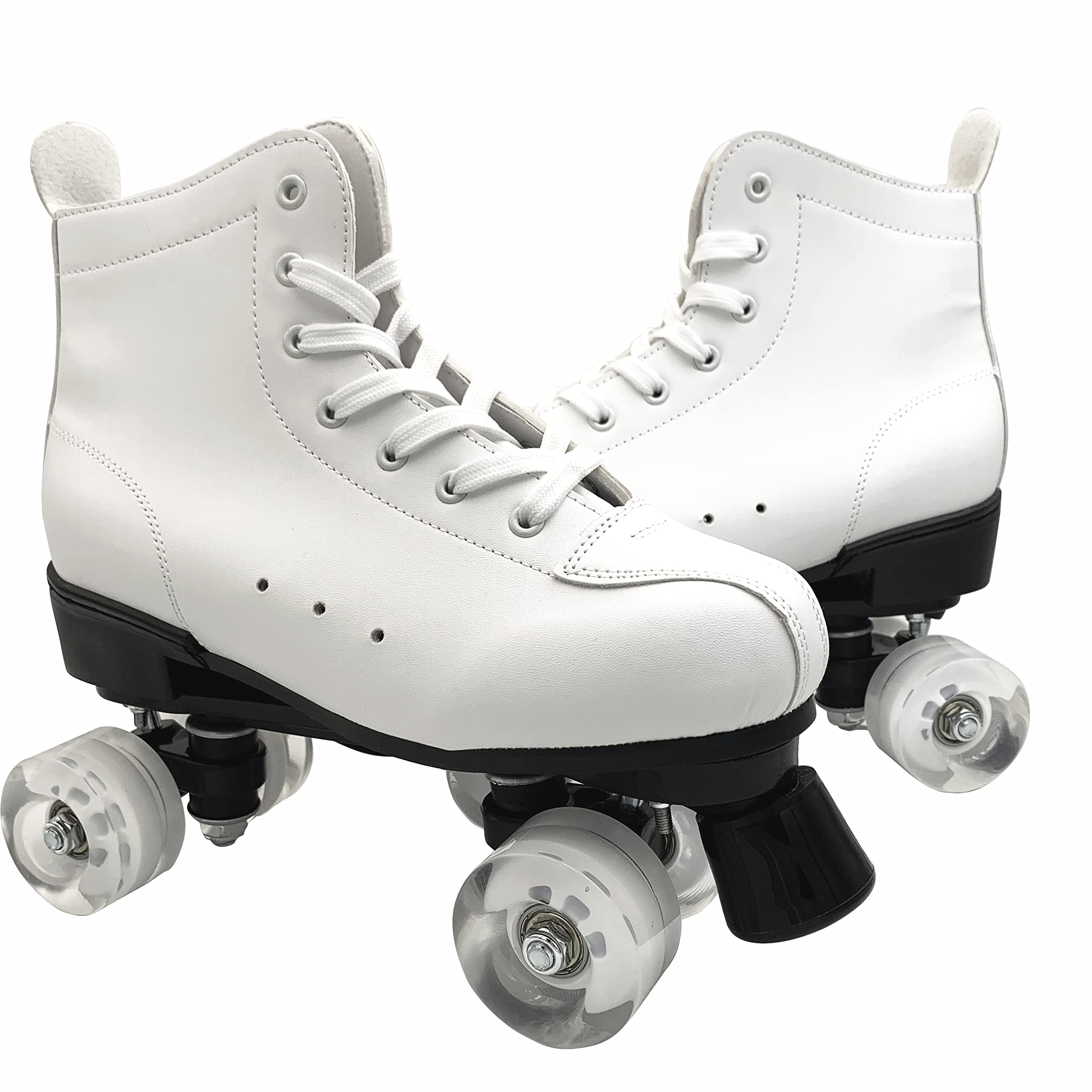 Roller Skates for Adult Teens, Double Row 4 Wheels Skates, Retro White ...