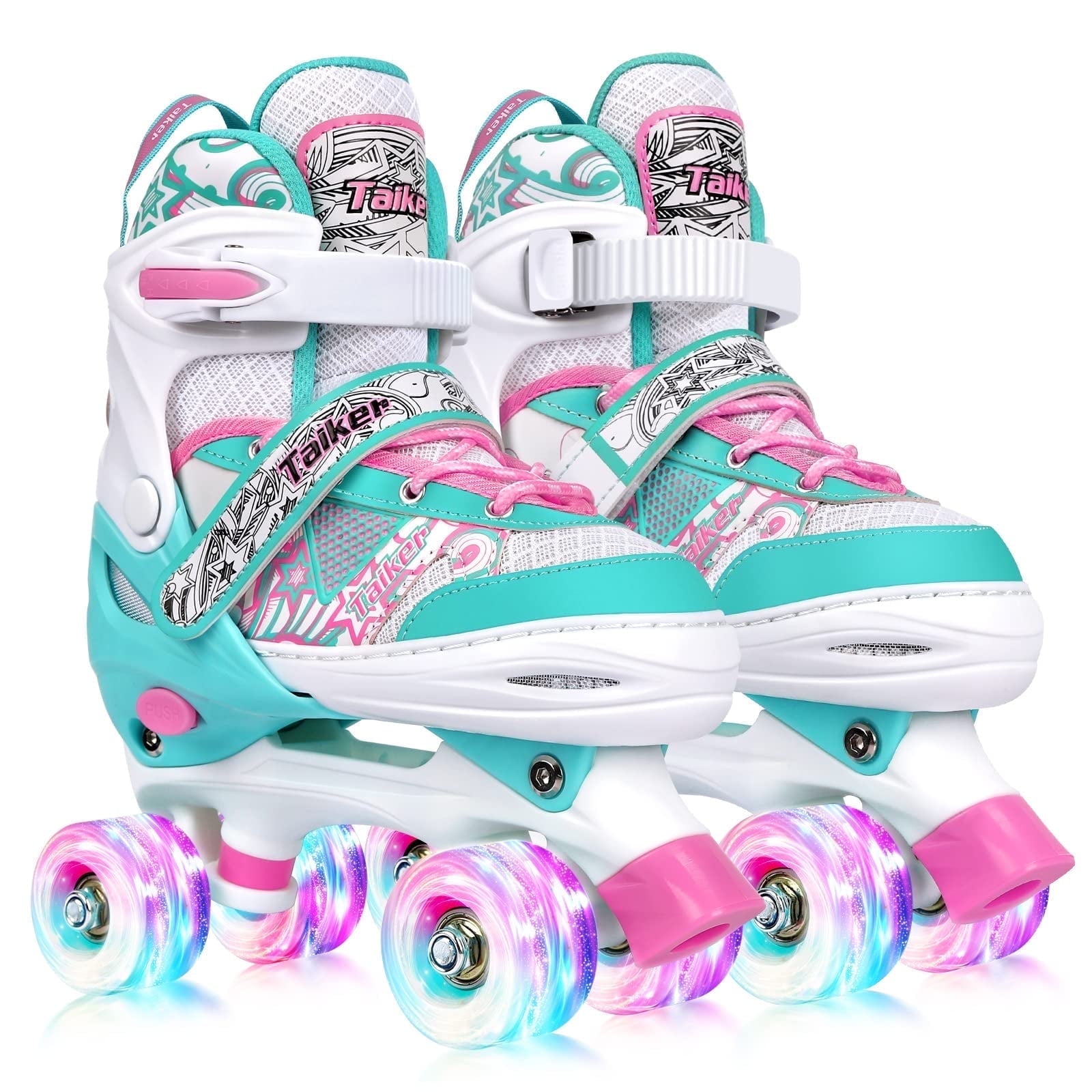 Roller Skates for Girls Boys Kids Toddler, 4 Sizes Adjustable Kids ...