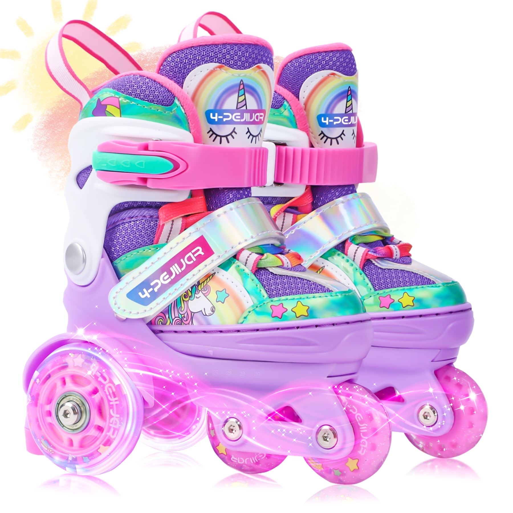 Roller Skates for Kids Girls Rainbow Unicorn Toddler Roller Skates W ...