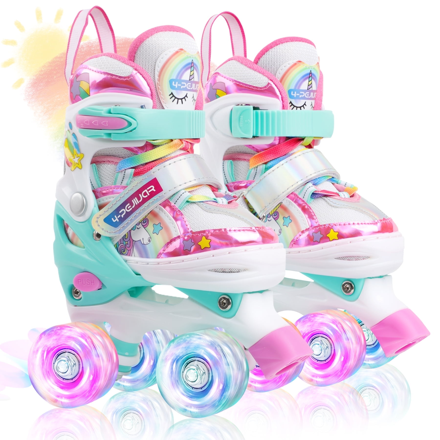 Roller Skates for Kids Girls Rainbow Unicorn Toddler Roller Skates W ...