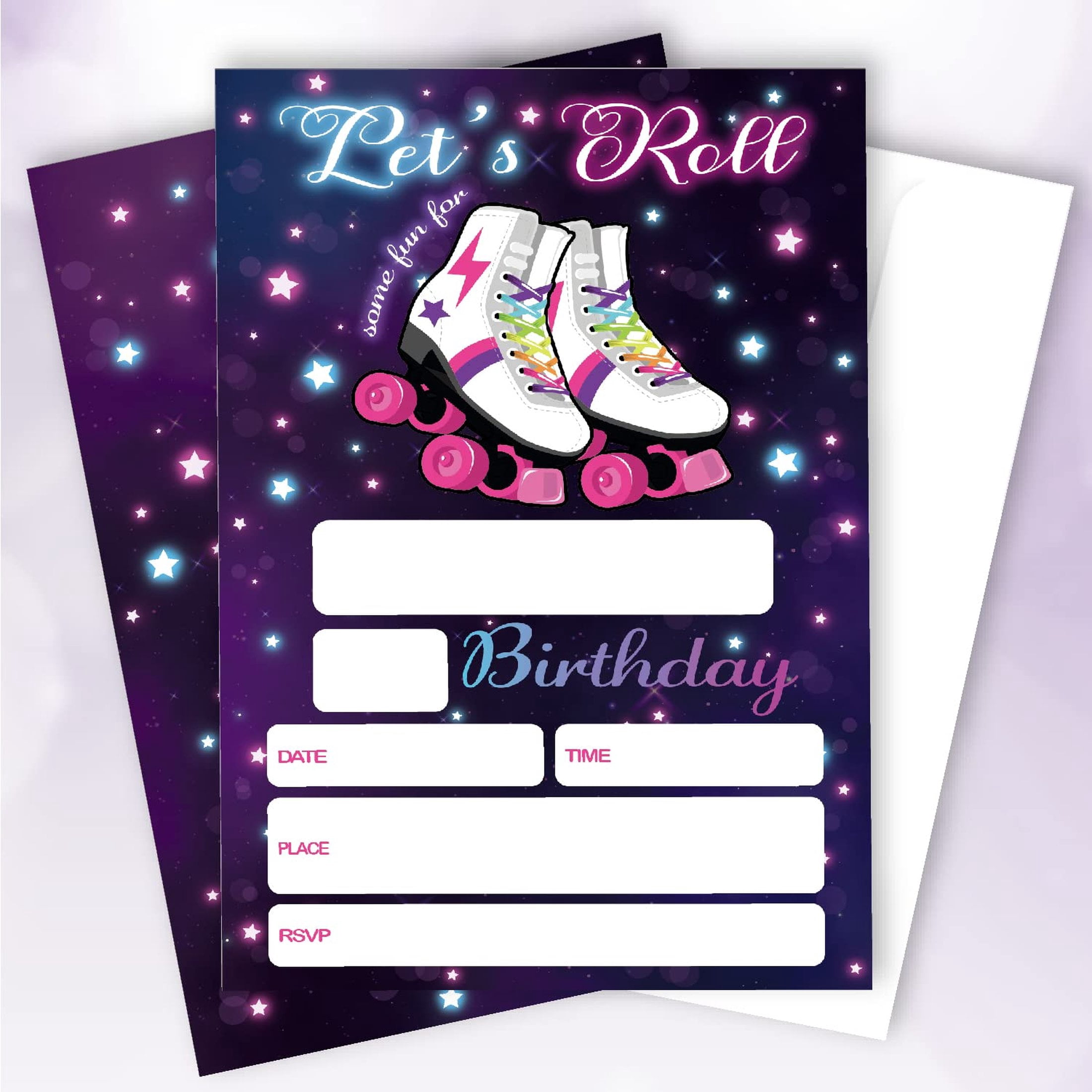 Roller Skating Birthday Bash Invitations - 20 Double-Sided Cards with ...
